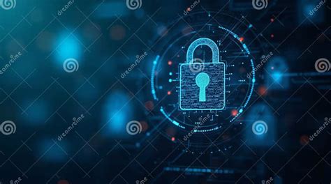 Digital Padlock Icon With Binary Code On Abstract Blue Background