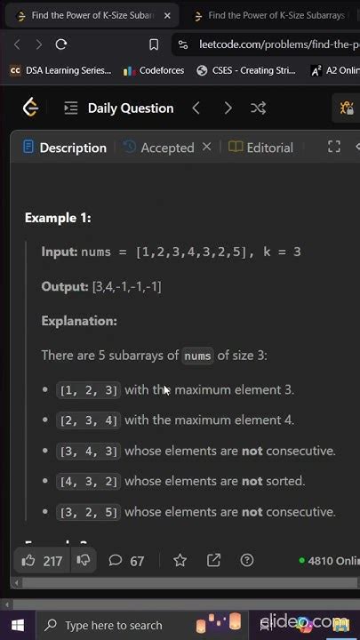 3254 Find The Power Of K Size Subarrays I Editorial Leetcode