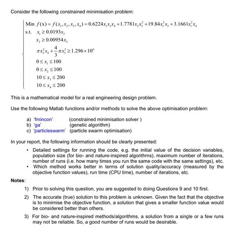 Solved Consider The Following Constrained Minimisation