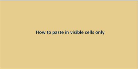 Paste Into Visible Cells Only Basic Excel Tutorial