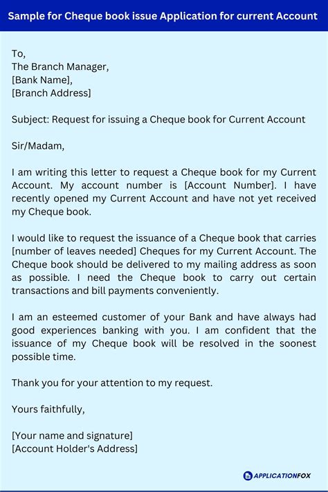 15 Samples Application For Cheque Book Issue
