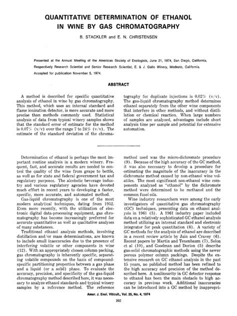Quantitative Determination Of Ethanol In Pdf Gas Chromatography