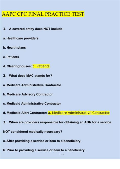 Aapc Cpc Final Practice Test Latest Update Aapc Cpc Stuvia Us