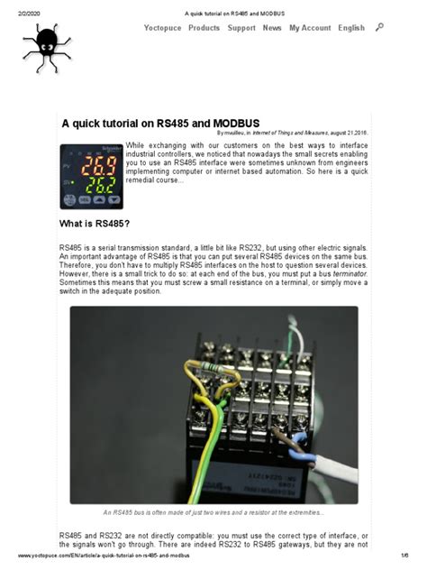 A Quick Tutorial On Rs485 And Modbus Pdf Telecommunications Areas Of Computer Science