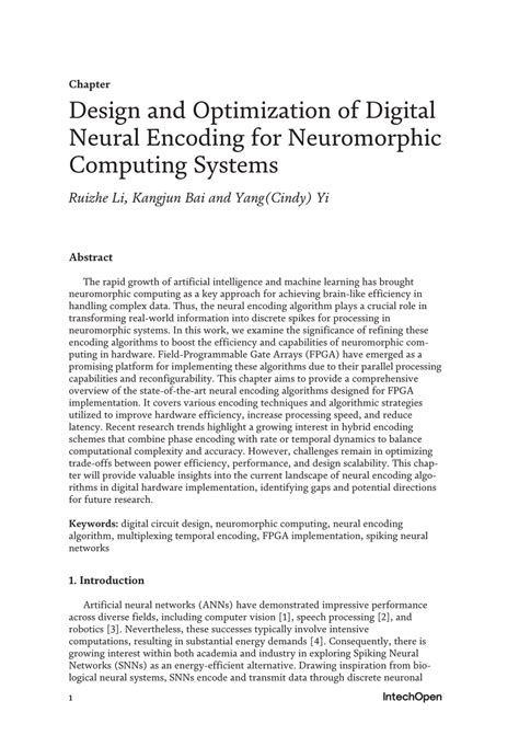Pdf Design And Optimization Of Digital Neural Encoding For Neuromorphic Computing Systems