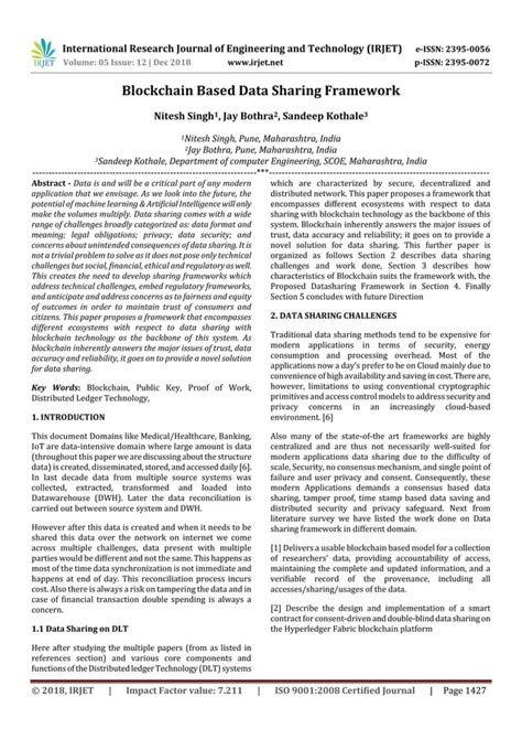 irjet blockchain based data sharing framework pdf