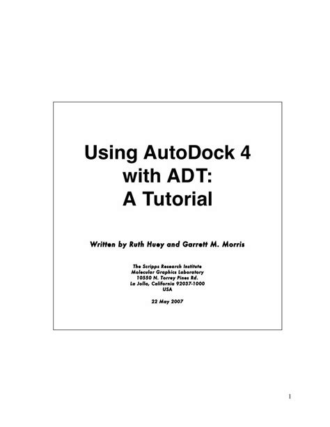 Pdf Using Autodock 4 With Adt A Tutorial Dokumentips