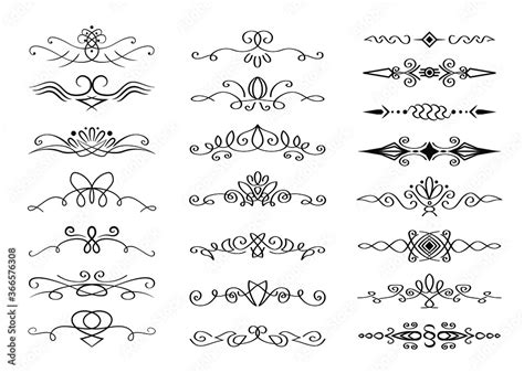 Vector Calligraphic Ornament Set Collection Of Text Divider Black