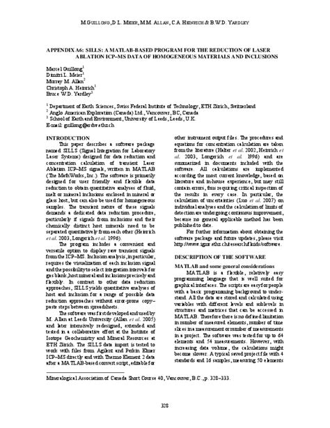 Pdf Sills A Matlab Based Program For The Reduction Of Laser Ablation