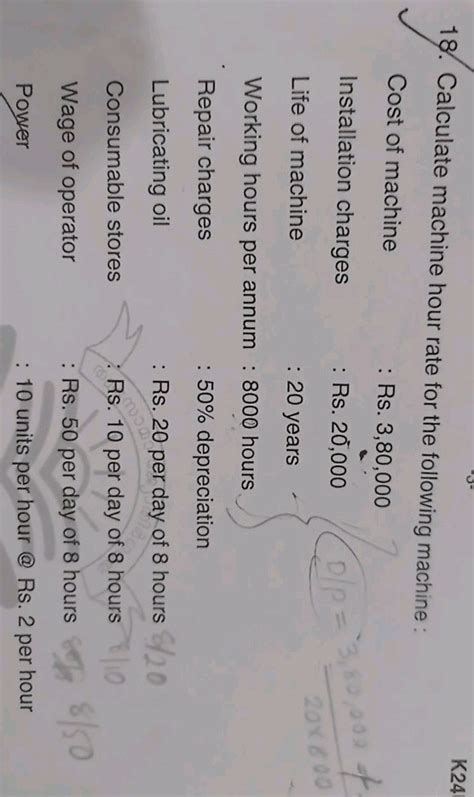 Calculate Machine Hour Rate For The StudyX