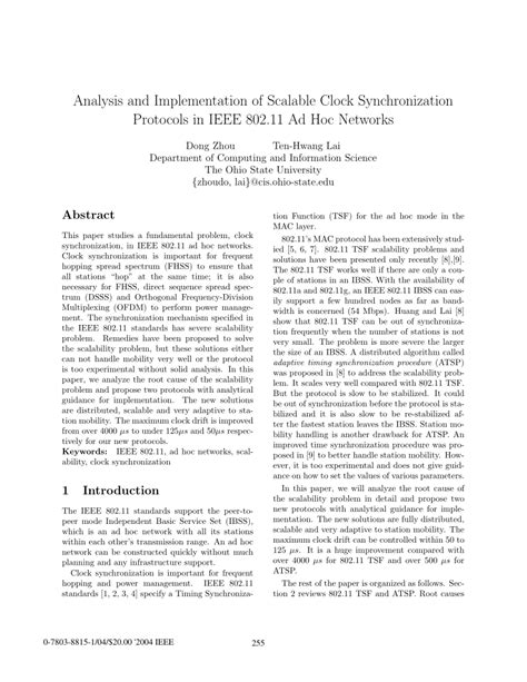 pdf analysis and implementation of scalable clock synchronization