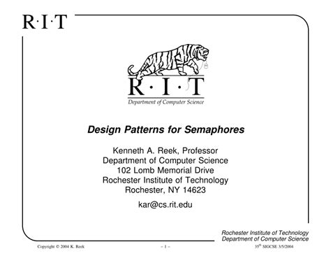 Pdf Design Patterns For Semaphores