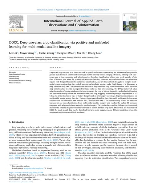 Pdf Docc Deep One Class Crop Classification Via Positive And Unlabeled Learning For Multi