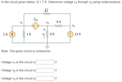 solved in the circuit given below g 7 s determine voltage