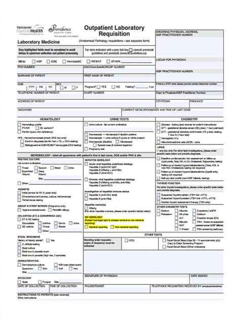 Printable Labcorp Requisition Form Printable Word Searches