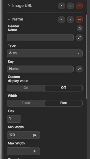 Data Grid Column Sizing How To Apply Flex Width How Do I Weweb Community