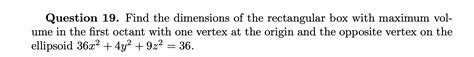 solved question 19 ﻿find the dimensions of ﻿the rectangular