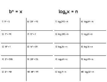 Rewriting Logarithmic Exponential Equations NOTES By For The Love Of Algebra