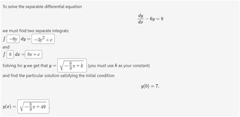 Solved To Solve The Separable Differential Equation Chegg