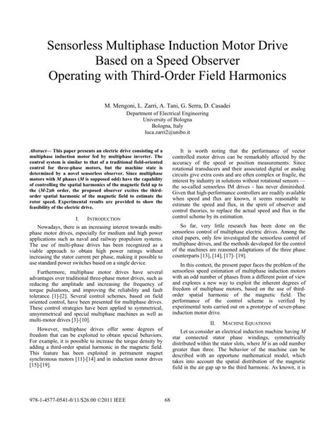 Pdf Sensorless Multiphase Induction Motor Drive Based On A Speed Observer Operating With Third