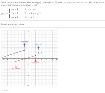 Answered Graph The Piecewise Function Below By Dragging The Endpoints Of The Lines To The