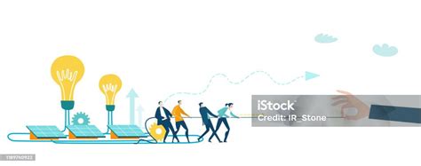 태양 에너지를 생성하는 사람들 사람 팀 사업가 손의 밧줄을 당기는 거래를 위해 싸울 대체 에너지원 친환경 미래 안전한 지구 개념