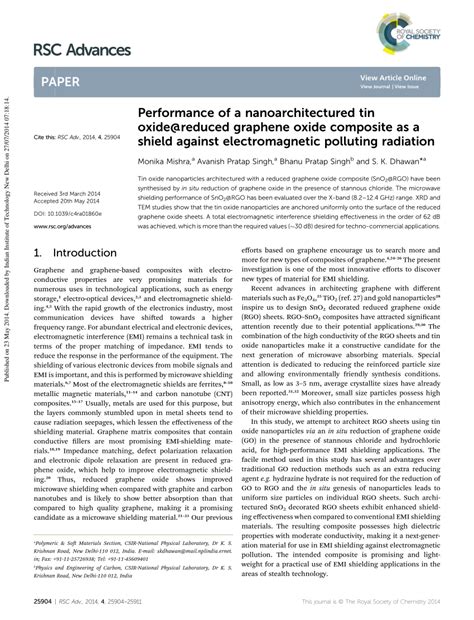 Pdf Performance Of Nanoarchitectured Tin Oxide Reduced Graphene Oxide Composite As A Shield