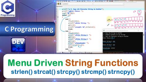 P19 Menu Driven Program Of String Functions C Programming Language