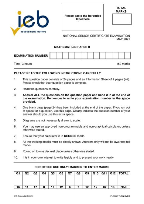 Solution Past Exam Papers Mathematics Ieb Nsc Grade 12 Past Exam