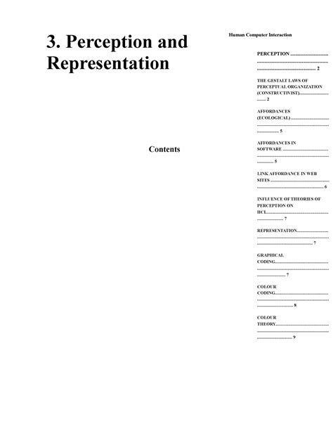 Hcinotes 3 Hrm Part 1 Lecture 1 Notes 3 Perception And Representation Contents Human