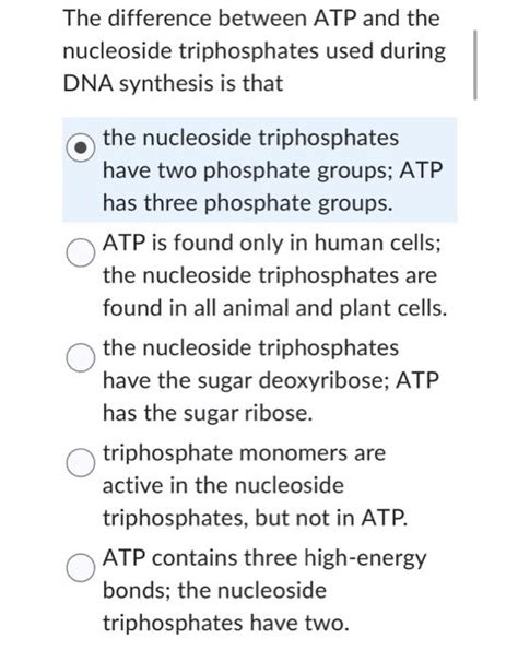 Solved The Difference Between Atp And The Nucleoside