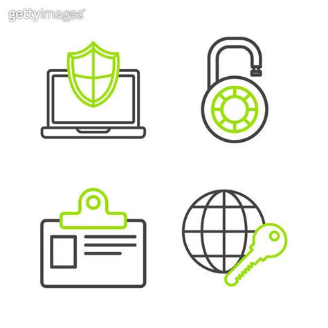 Set Line Globe Key Identification Badge Safe Combination Lock Wheel And Laptop Protected With