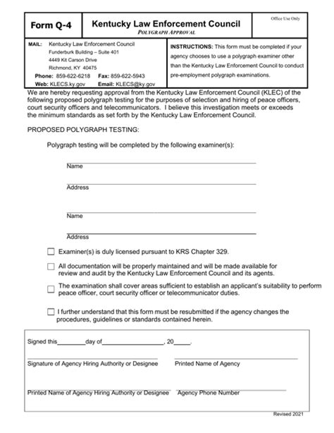 Form Q 4 Download Printable Pdf Or Fill Online Polygraph Approval