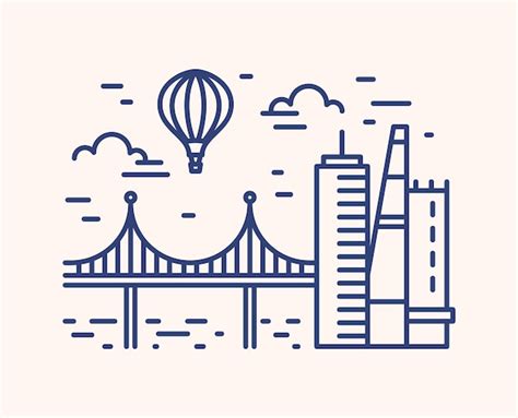 선형 스타일 쿠웨이트 스카이 라인 무료 벡터