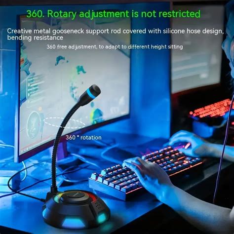 컴퓨터용 Usb 마이크 Rgb 표시등 및 음소거 버튼이 있는 Pc 마이크 컴퓨터 노트북 데스크탑 및 노트북용 Temu