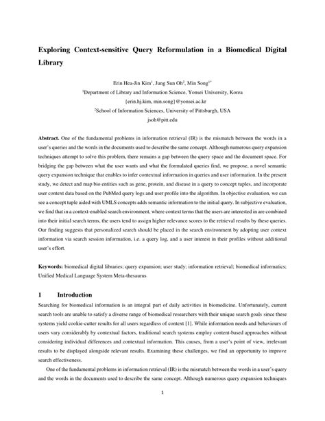 pdf exploring context sensitive query reformulation in a biomedical
