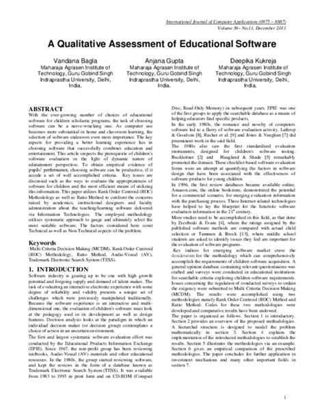 Pdf A Qualitative Assessment Of Educational Software