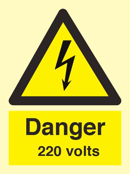 Impa 337616 Hazard Sign Danger 220v Supply Imo Symbol