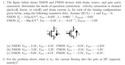 Solved 1 The Figure Below Shows Nmos And Pmos Devices With