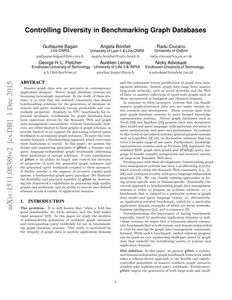 Pdf Controlling Diversity In Benchmarking Graph Databases