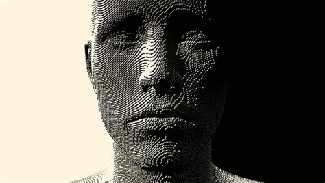 큐브에서 구성 추상 디지털 인간의 머리 비즈니스 프리젠 테이션 전단지 또는 포스터를위한 미니멀 한 디자인 기술 및 로봇 공학 개념 복셀 아트3d 벡터 일러스트레이션 남자에