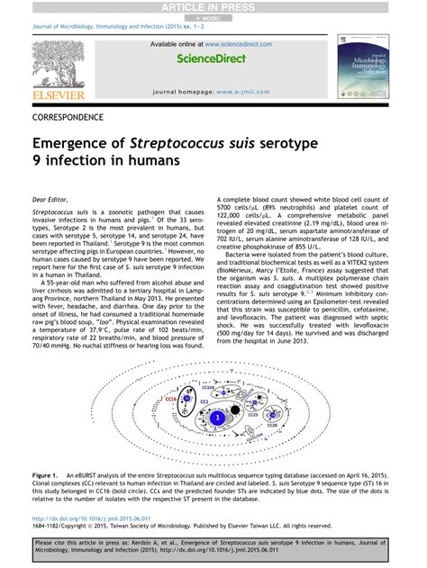 Pdf Emergence Of Streptococcus Suis Serotype 9 Infection In Humans