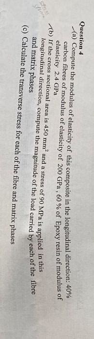 Solved Question A Compute The Modulus Of Elasticity Of Chegg