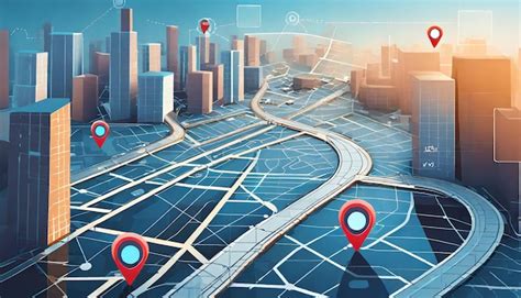 Premium Photo Gps Tracking Map Streets And Blocks Route Track Navigation Pins On Street Maps