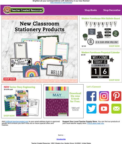 Teacher Created Resources New Classroom Stationery Products Milled