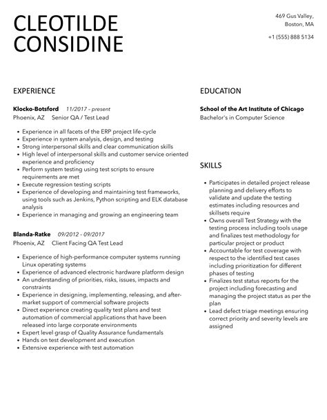 QA Test Lead Resume Samples Velvet Jobs QA Test Lead Resume Samples Velvet Jobs