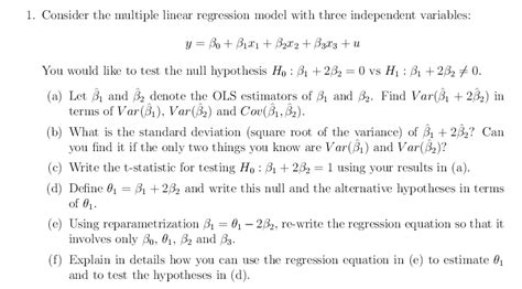 Solved Consider the multiple linear regression model with | Chegg.com