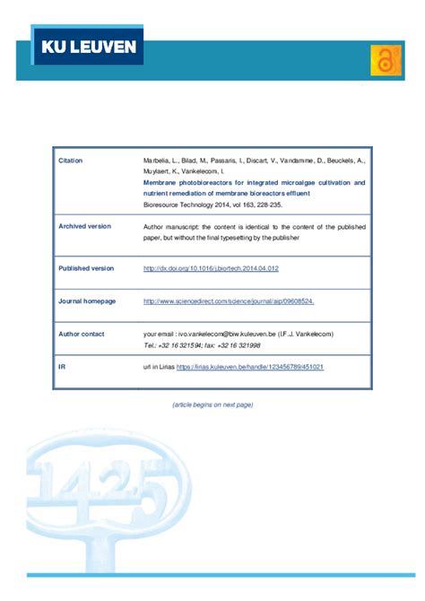 Pdf Membrane Photobioreactors For Integrated Microalgae Cultivation And Nutrient Remediation