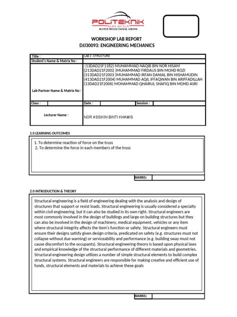 lab report lab 2 djj30093 pdf structural engineering engineering
