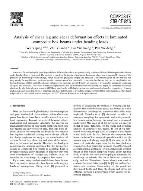 Pdf Analysis Of Shear Lag And Shear Deformation Effects In Laminated